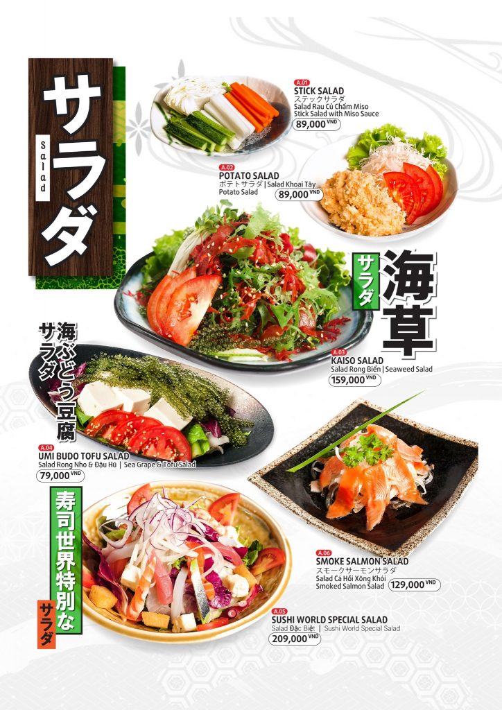 Thực Đơn - Sushi World | Nhà Hàng Nhật Bản Hàng Đầu Việt Nam